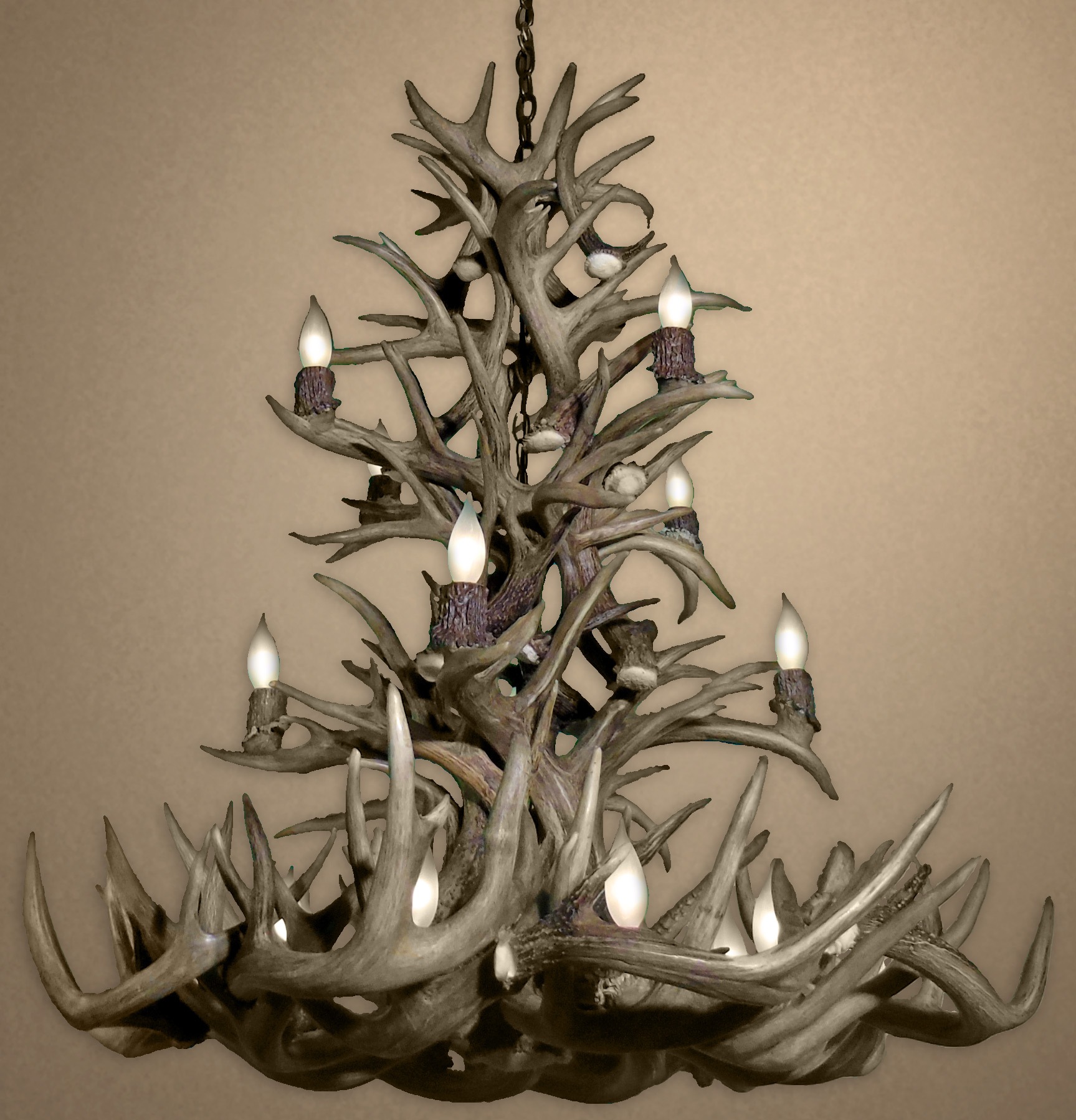 Real Antler Whitetail Tall Spruce Chandelier WTTS - Deer Antler Chandelier