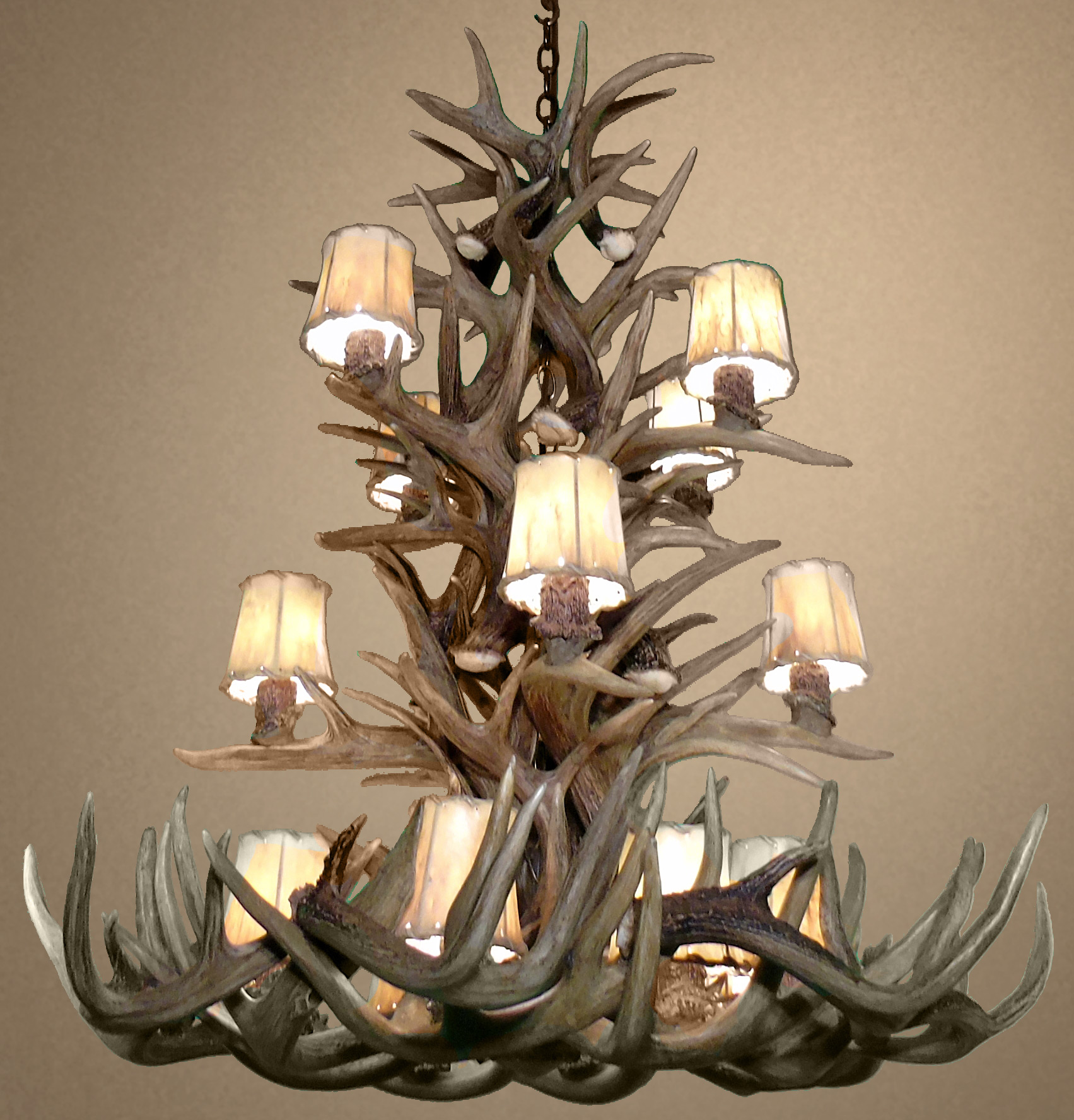 Real Antler Whitetail Tall Spruce Chandelier WTTS - Deer Antler Chandelier