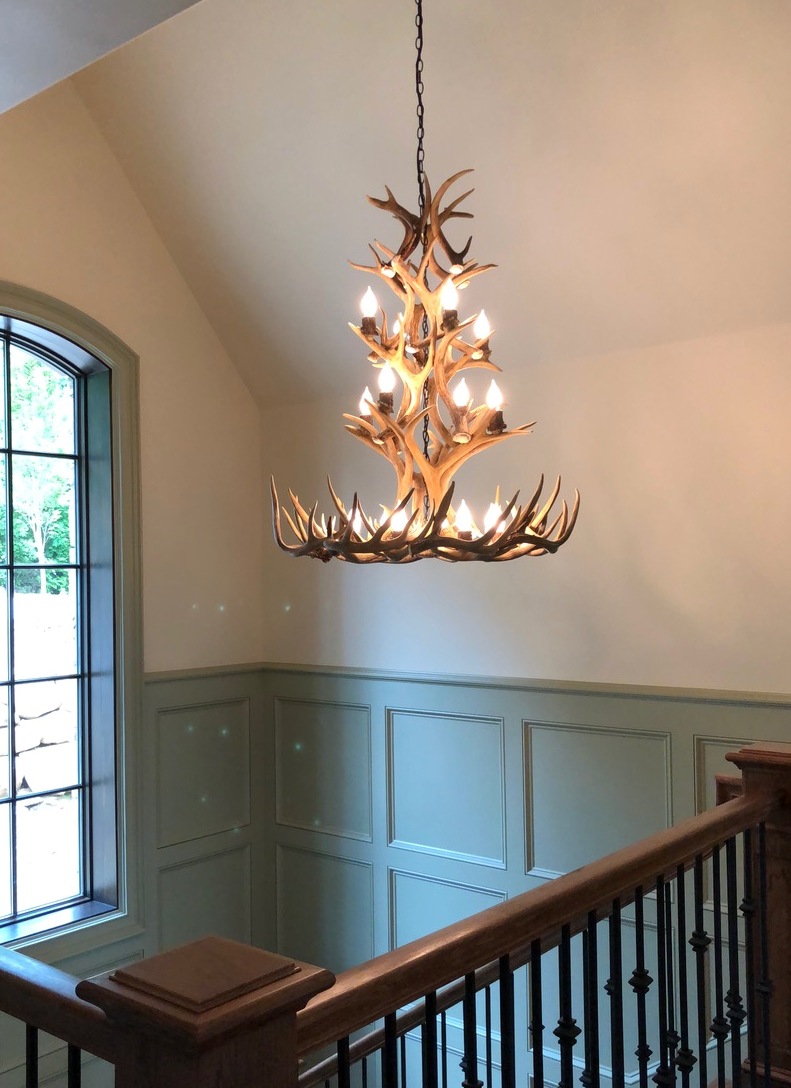 Real Antler Whitetail Tall Spruce Chandelier WTTS - Deer Antler Chandelier
