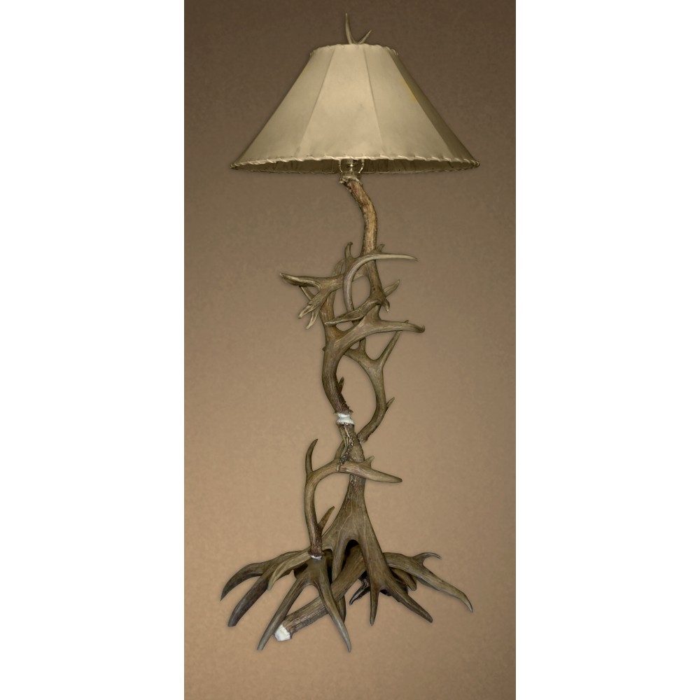 Real Antler White-tail & Mule Deer Floor Lamp - Deer Antler Chandelier