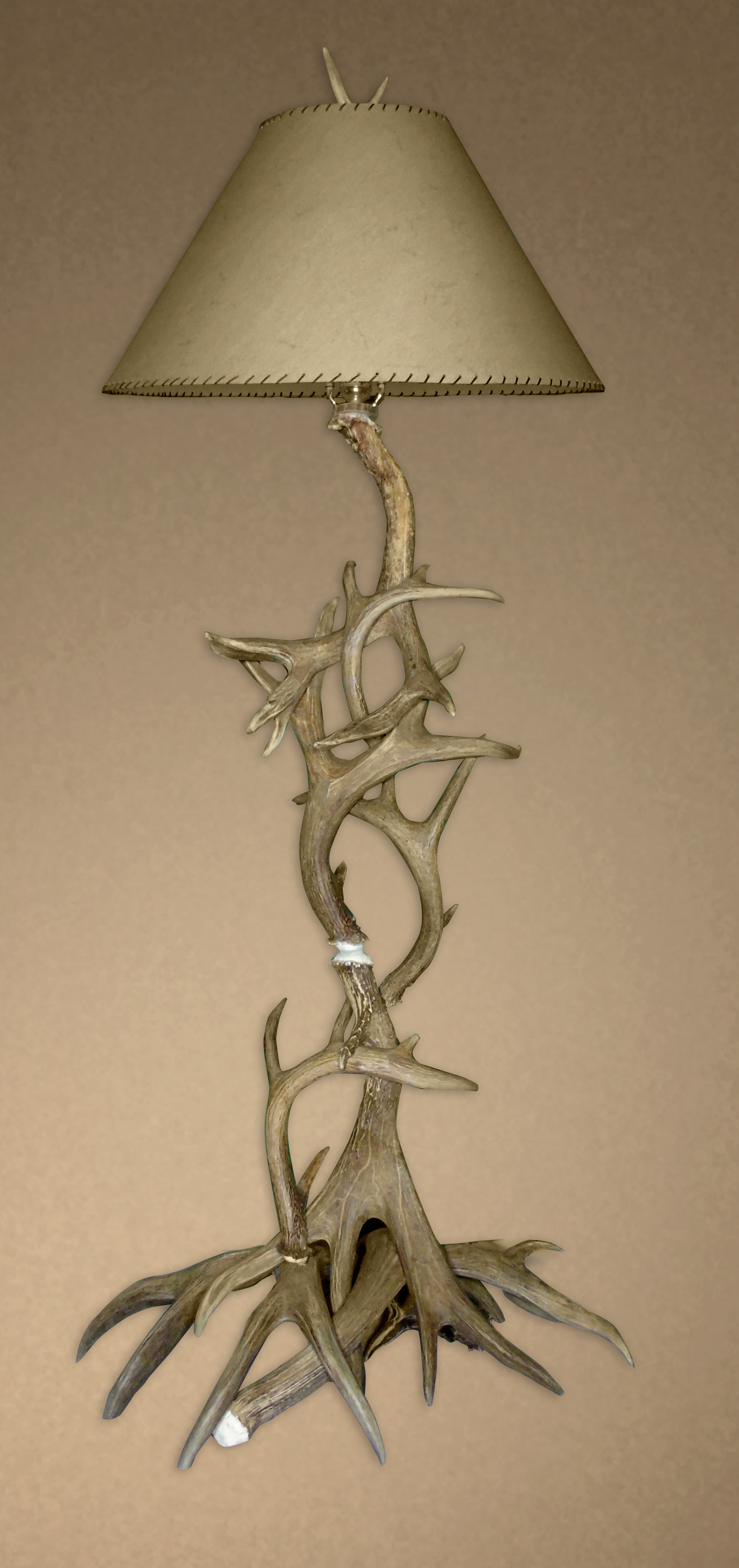 Real Antler White-tail & Mule Deer Floor Lamp - Deer Antler Chandelier